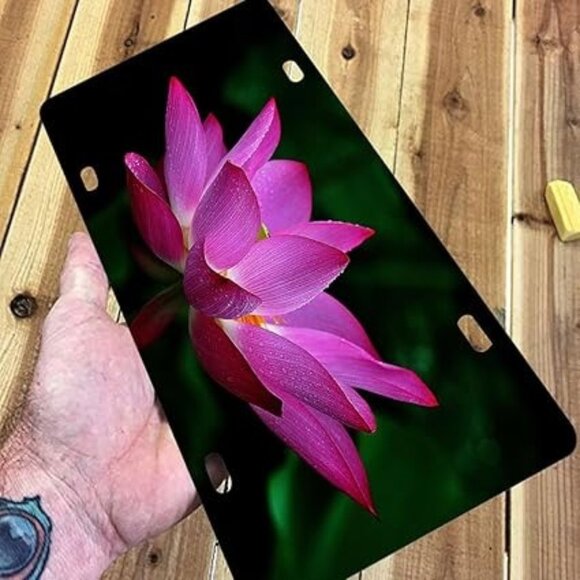 Accents | License Plate Lotus Flower Pattern Pink Decorative Car Front ...